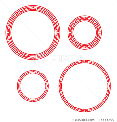 Classic Chinese red round window and photo frame - Stock Illustration ...