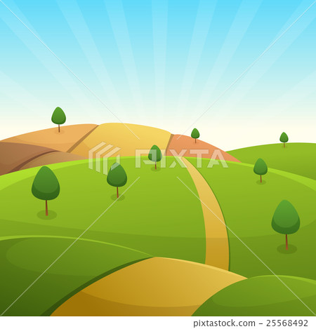 Countryside Cartoon Landscape - Stock Illustration [25568492] - PIXTA