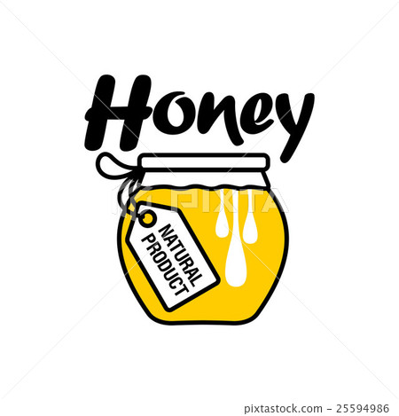 Hand-drawn honey jar logo for apiary products - Stock Illustration ...