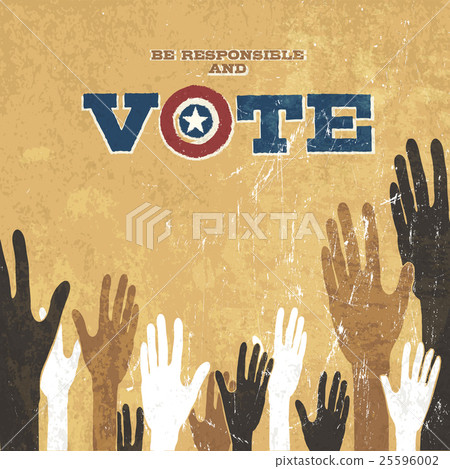 Voting Hands. Grunge vector design presidential - Stock Illustration ...