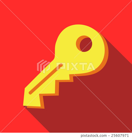 Yellow key icon in flat style - Stock Illustration [25607971] - PIXTA