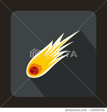 Falling meteor with long tail icon, flat style - Stock Illustration ...