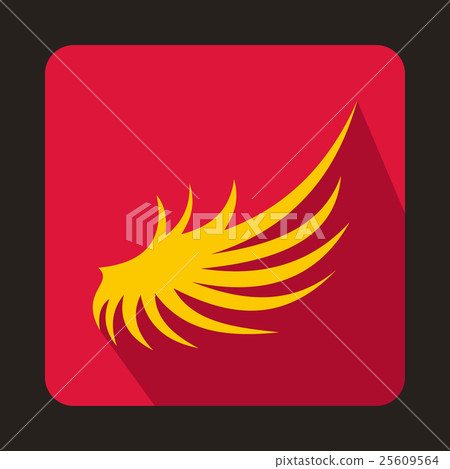 Yellow wing icon in flat style - Stock Illustration [25609564] - PIXTA