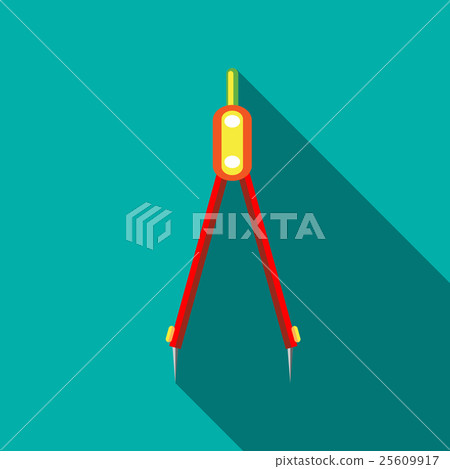 Red compass tool icon in flat style - Stock Illustration [25609917] - PIXTA