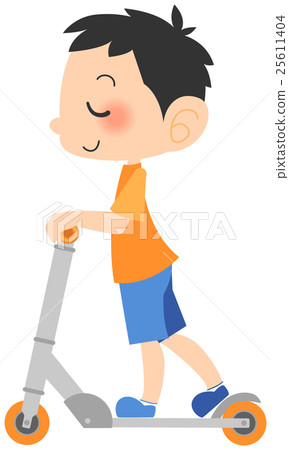 Boys sliding on the kickboard - Stock Illustration [25611404] - PIXTA
