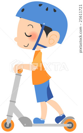 Boys sliding on the kickboard - Stock Illustration [25611721] - PIXTA