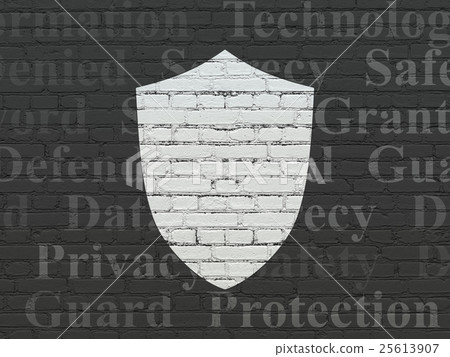 Protection concept: Shield on wall background - Stock Illustration ...