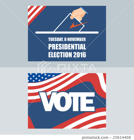 Usa 2016 election card with man hand with ballot - Stock Illustration ...