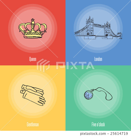 British National Symbols Vector Icons Set - Stock Illustration ...