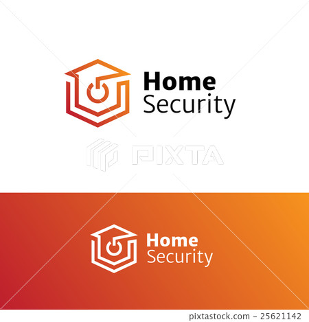 Vector home security service minimalistic logo. - Stock Illustration ...