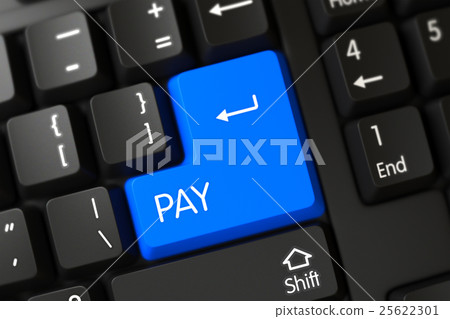 Pay CloseUp of Blue Keyboard Keypad. 3D. - Stock Illustration [25622301 ...