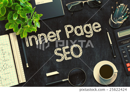 Inner Page SEO Concept on Black Chalkboard. 3D - Stock Illustration ...