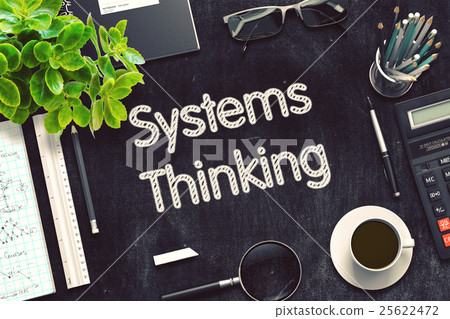 Systems Thinking on Black Chalkboard. 3D Rendering - Stock Illustration ...