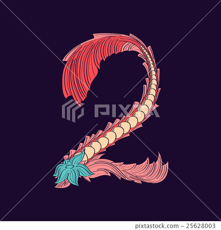 Abstract number 2 logo icon in pink Baroque style -插圖素材 [25628003 ...