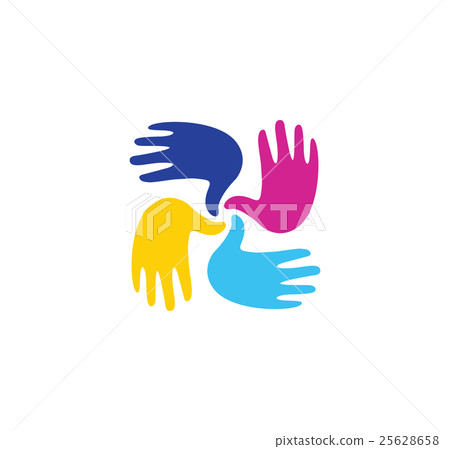Isolated abstract colorful children hands together - Stock Illustration ...