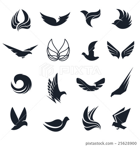 Isolated abstract black and white birds - Stock Illustration [25628900 ...