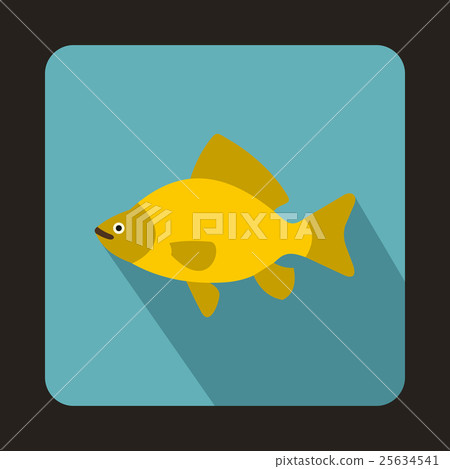 Yellow fish icon in flat style - Stock Illustration [25634541] - PIXTA