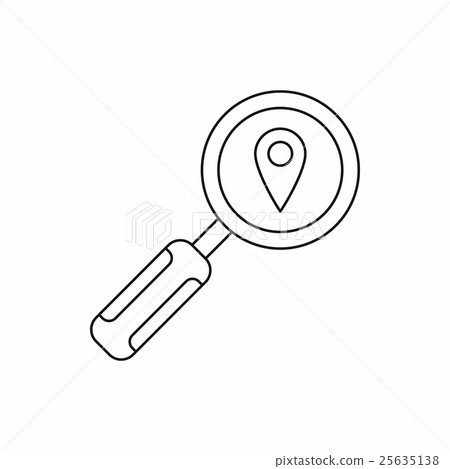 Magnifying glass and pin pointer icon - Stock Illustration [25635138 ...