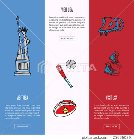 Visit USA Touristic Vector Web Banners - Stock Illustration [25636089 ...