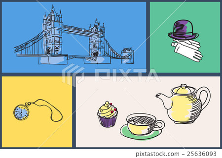 English National Symbols Vector Doodle Set - Stock Illustration ...