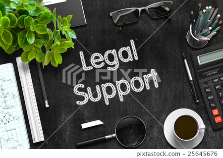 Legal Support on Black Chalkboard. 3D Rendering. - Stock Illustration ...