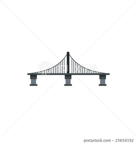 Cable stayed bridge icon, flat style - Stock Illustration [25658192 ...