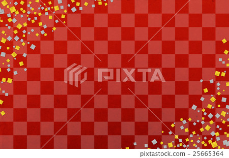 Checkered pattern washi red - gold - Stock Illustration [25665364] - PIXTA