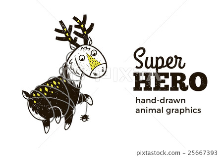Deer in Superhero costume character isolated on - Stock Illustration ...