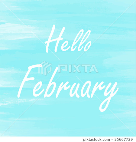 Hello February blue watercolor background - Stock Illustration ...