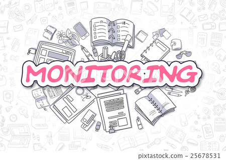 Monitoring - Cartoon Magenta Text. Business - Stock Illustration ...