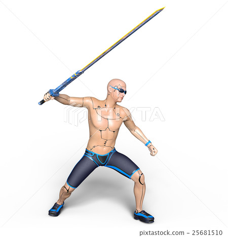 Cyborg Swordsman - Stock Illustration [25681510] - PIXTA