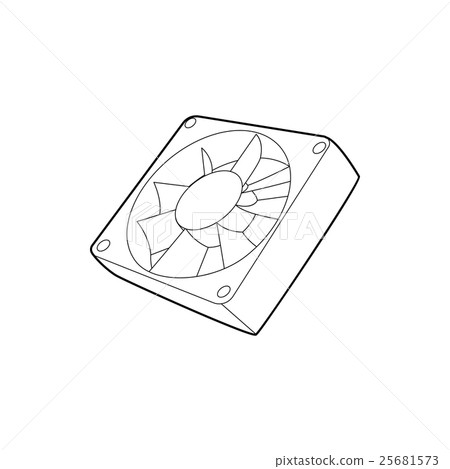 Computer case cooling fan icon, outline style - Stock Illustration ...
