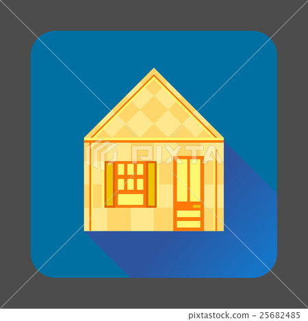Yellow house icon, flat style - Stock Illustration [25682485] - PIXTA