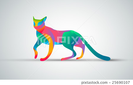 Gradient animal logo design. Color cat silhouette - Stock Illustration ...