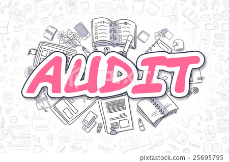 Audit - Doodle Magenta Inscription. Business - Stock Illustration ...