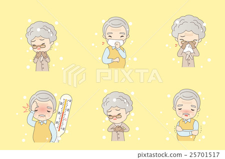 cartoon old people catch cold - Stock Illustration [25701517] - PIXTA