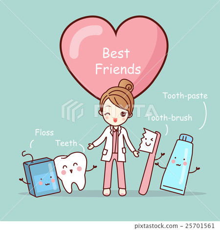 cute cartoon tooth best friends - Stock Illustration [25701561] - PIXTA