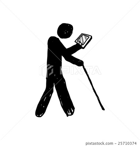 doodles of man symbol with tablet and long stick-插圖素材 [25710374] - PIXTA圖庫