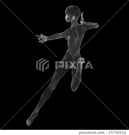 Women's body wire frame perming3DCG... - Stock Illustration [25759316 ...