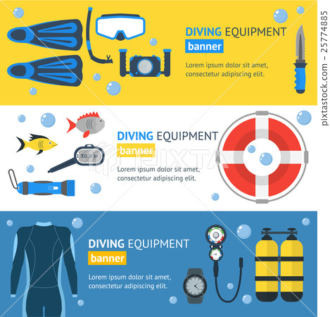 Diving Banner Flat Design Style. Vector - Stock Illustration [25774885 ...