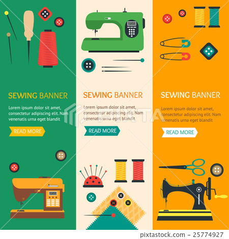 Sewing Banner Flat Design Style. Vector - Stock Illustration [25774927 ...