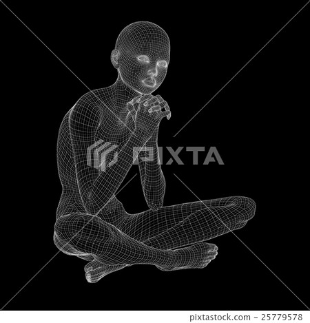 Women's body wire frame perming3DCG... - Stock Illustration [25779578 ...