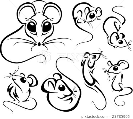 Set of outline cute mice - Stock Illustration [25785905] - PIXTA