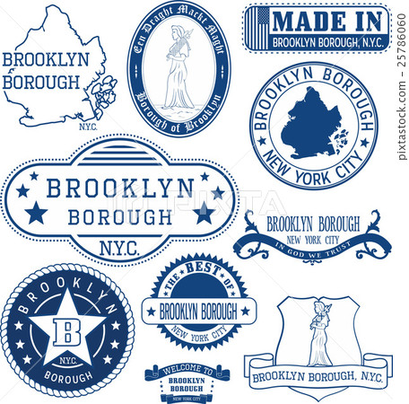 generic stamps and signs of Brooklyn borough, NYC - Stock Illustration ...