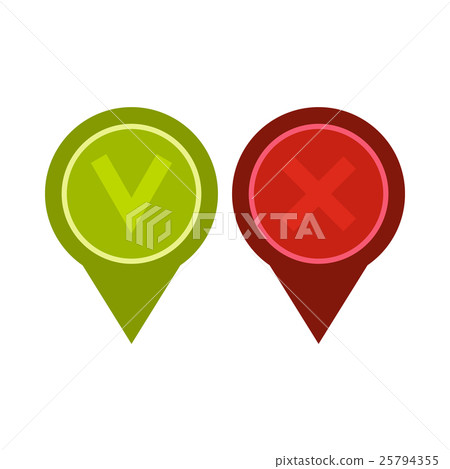 Tick affirmative and negative icon, flat style-插圖素材 [25794355] - PIXTA圖庫