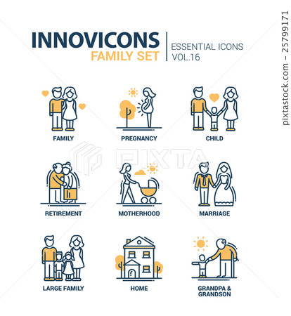Family - line design icons set - Stock Illustration [25799171] - PIXTA