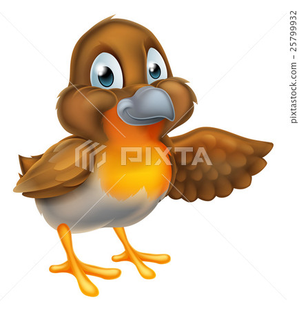 Cartoon Robin Pointing Wing - Stock Illustration [25799932] - PIXTA