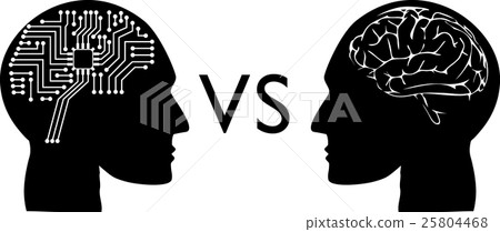 Artificial Intelligence vs Human Illustration - Stock Illustration ...