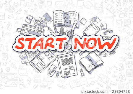 Start Now - Cartoon Red Text. Business Concept. - Stock Illustration ...