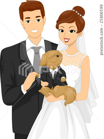 Couple Bride Groom Pet Dog - Stock Illustration [25806599] - PIXTA